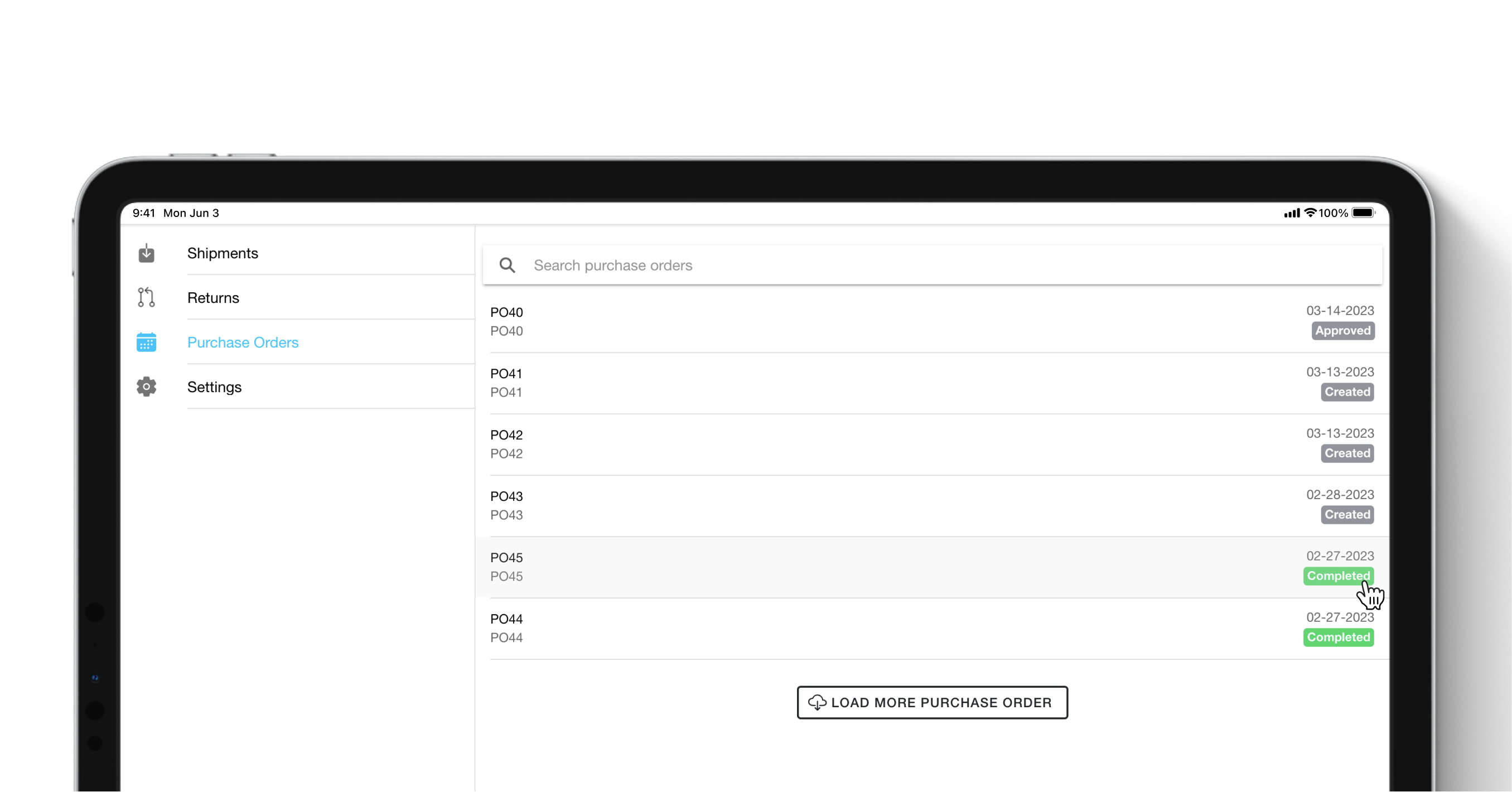 View Complete Status for Purchase Orders